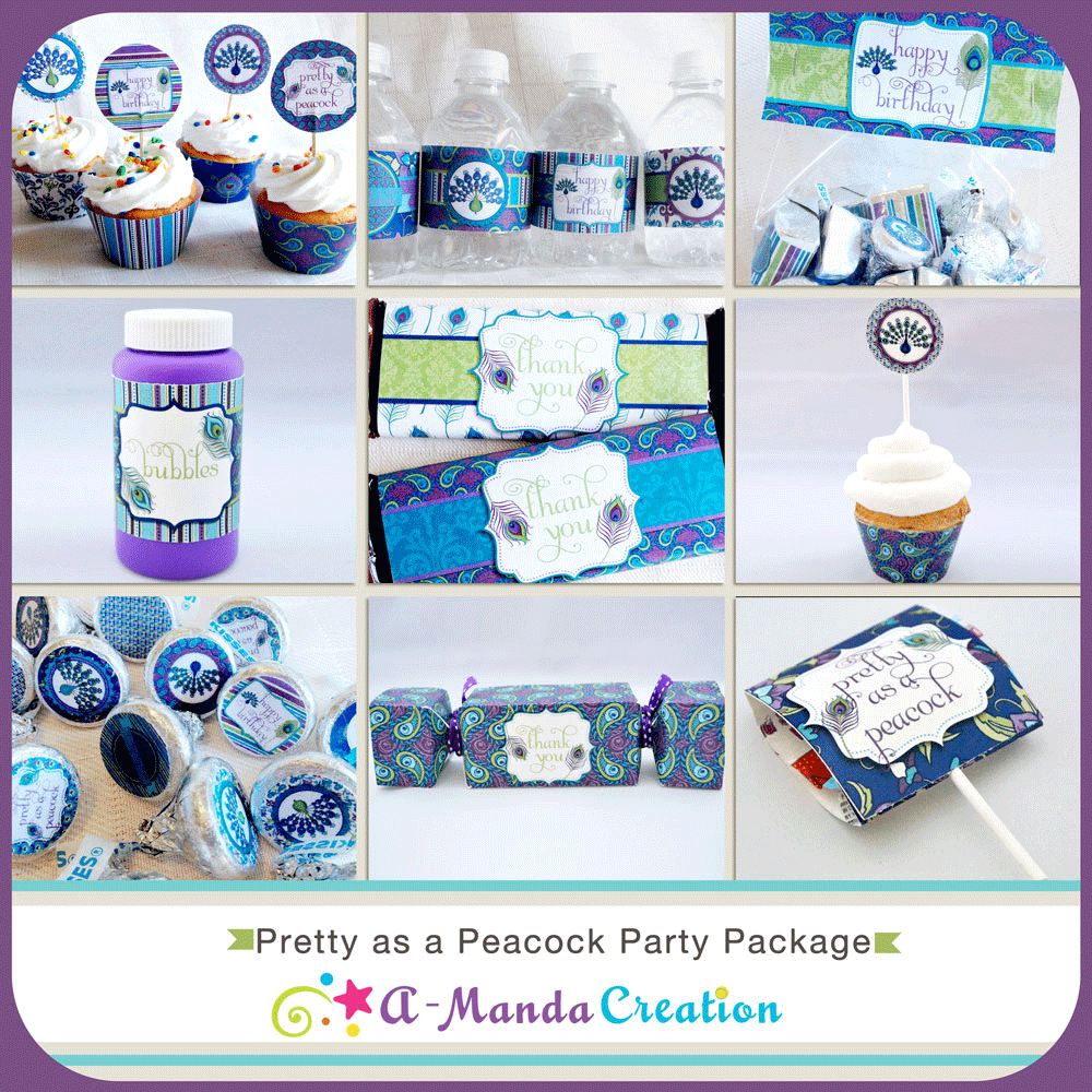 Pretty as a Peacock Party Printables – Amanda Creation