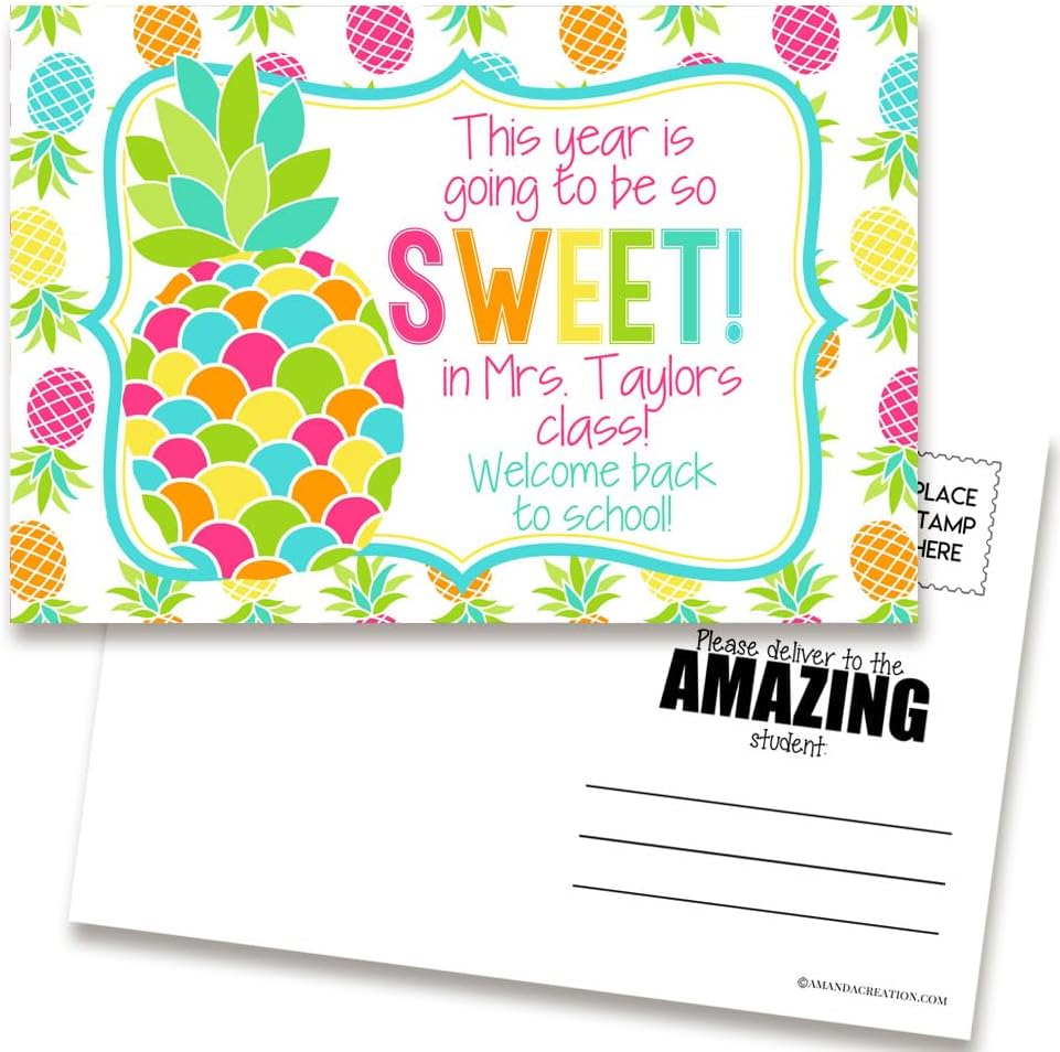 Sweet Pineapple Back To School Postcards For Teachers (Personalized ...