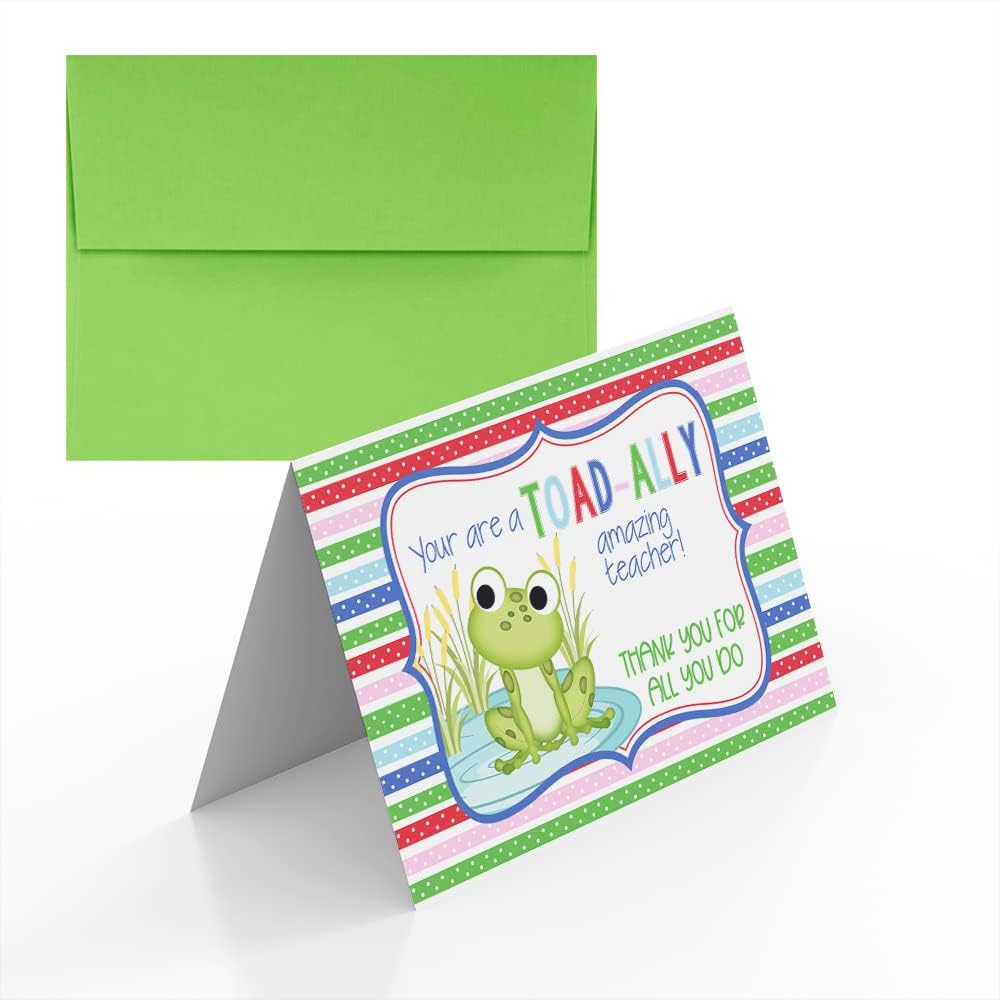 Toad-ally Amazing Teacher Frog Teacher Appreciation Blank Folded Greet ...