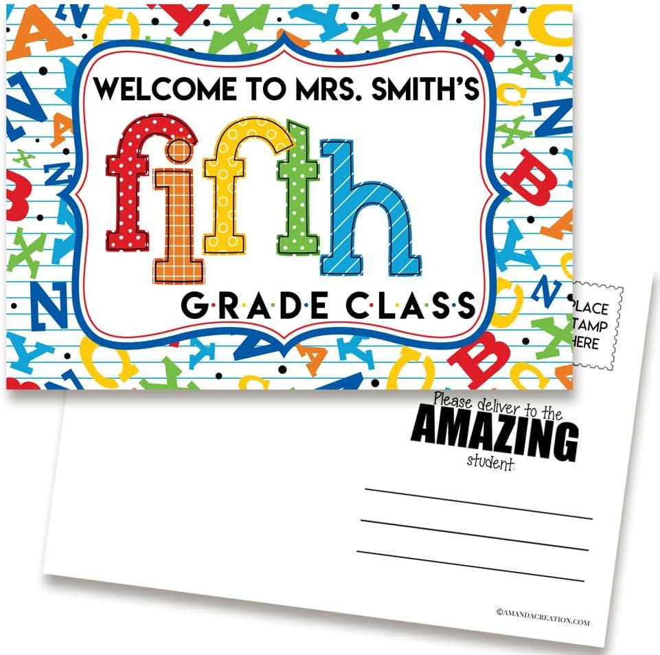 Welcome to Fifth Grade Alphabet Back To School Postcards For Teachers ...
