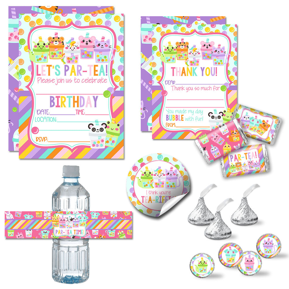 Let's Par-Tea Cute Animal Bubble Tea Birthday Party Bundle – Amanda ...