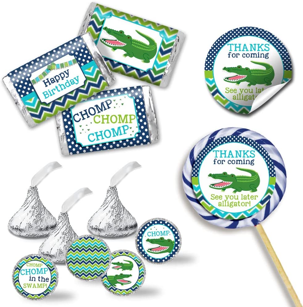 Blue Alligator Chomp in the Swap Birthday Party Sticker Bundle – Amanda ...