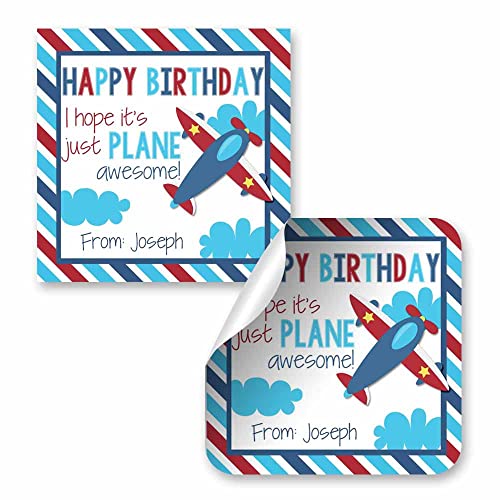 Personalized Airplane Happy Birthday Gift Tag Stickers – Amanda Creation