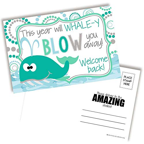 Whale Back To School Postcards For Teachers – Amanda Creation