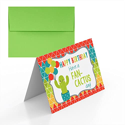 FAN-CACTUS day Cactus Birthday Blank Folded Greeting Card – Amanda Creation