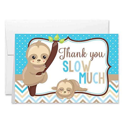 Funny Thank You Slow Much Cute Sloth Blank Folded Greeting Card ...