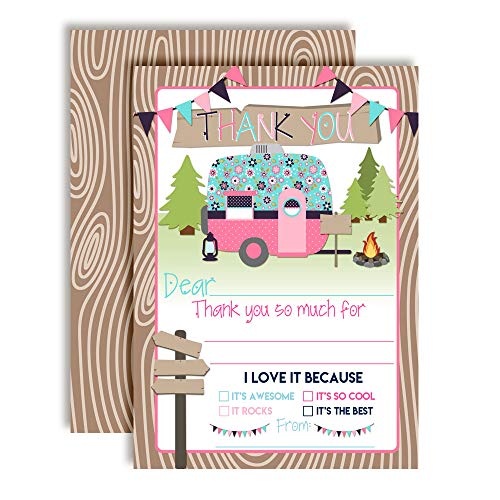 Glamping Birthday Thank You Cards – Amanda Creation