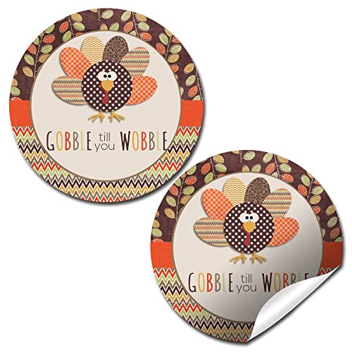 Gobble Til You Wobble Thanksgiving Party Favor Stickers – Amanda Creation