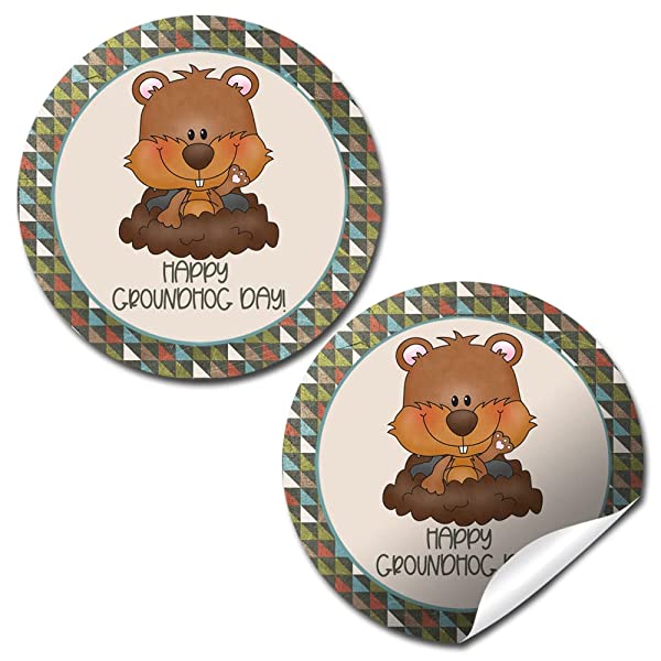 Happy Groundhog Day Party Favor Stickers – Amanda Creation