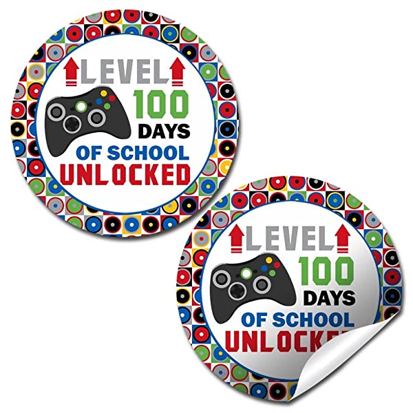 Level Up Gamer Boy 100th Day of School Stickers – Amanda Creation