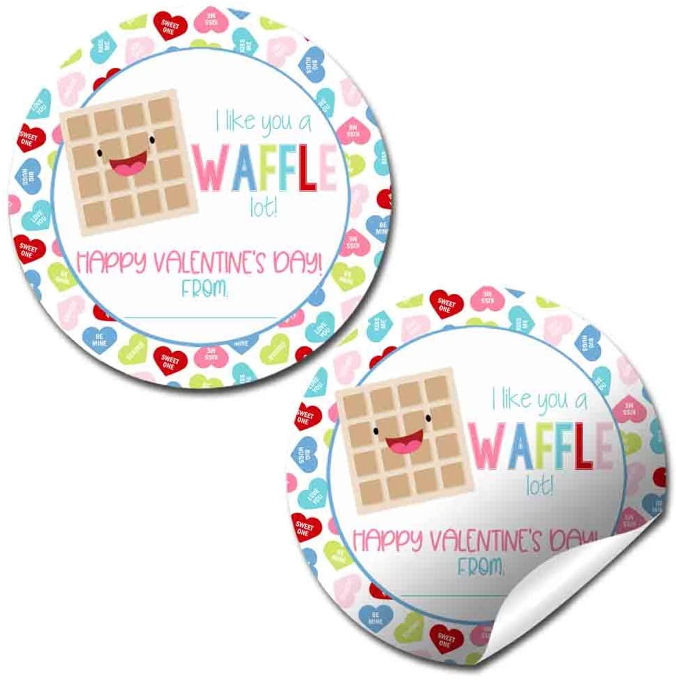 Like You A Lot Breakfast Waffle Valentine's Day Party Favor Stickers ...
