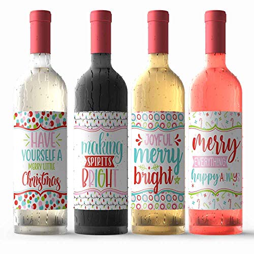 Merry & Joyful Christmas Wine Bottle Labels – Amanda Creation