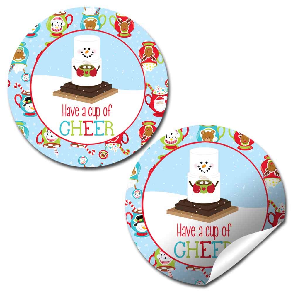 S'More Snowman Cup of Cheer Christmas Gift Tag Stickers – Amanda Creation
