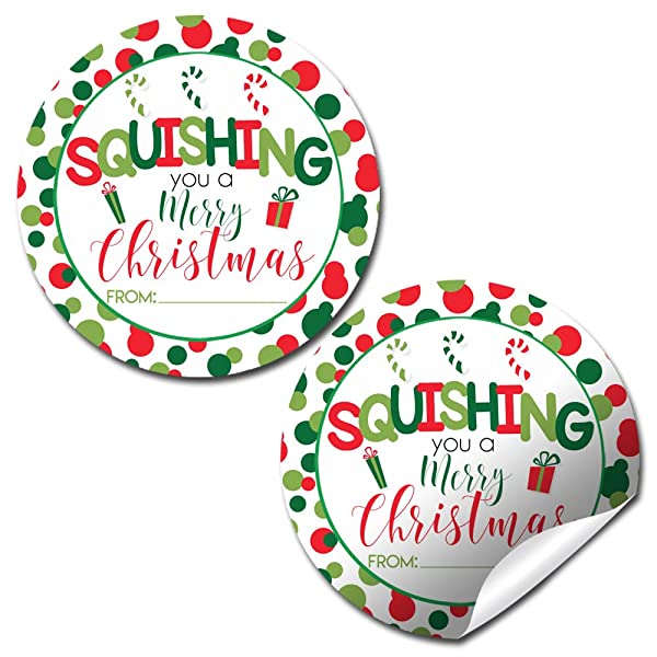 Squish Toy Squishing You a Merry Christmas Gift Tag Stickers – Amanda ...