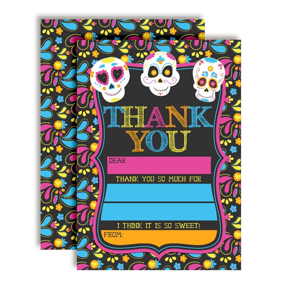 Sugar Skull Halloween Thank you Notes – Amanda Creation