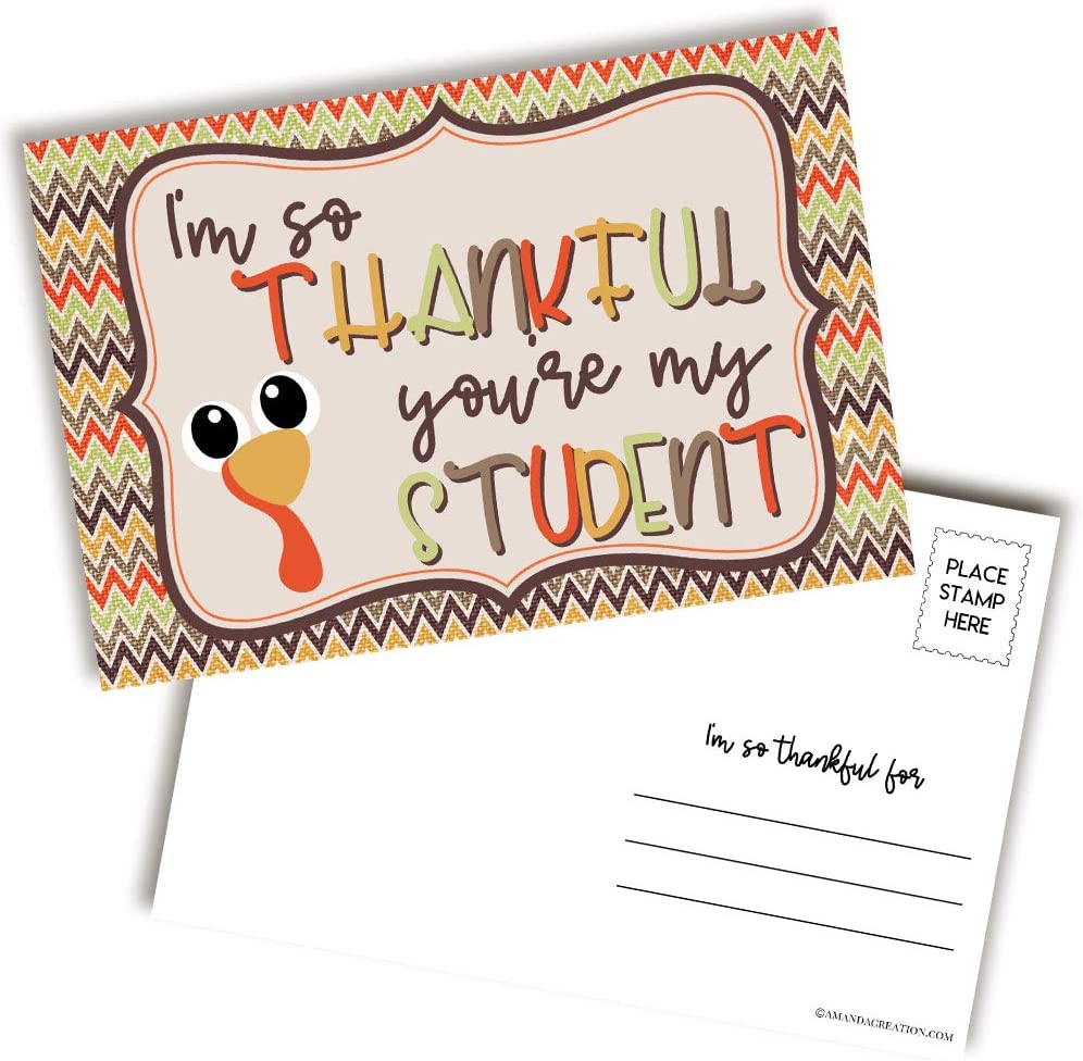 Thankful You're My Student Thanksgiving Postcards – Amanda Creation