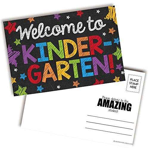 Chalkboard Welcome To Kindergarten Back to School Postcards for Teache ...
