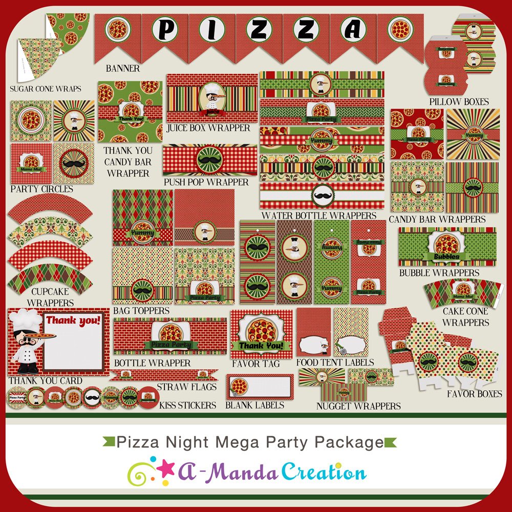 Pizza Night Party Printables – Amanda Creation