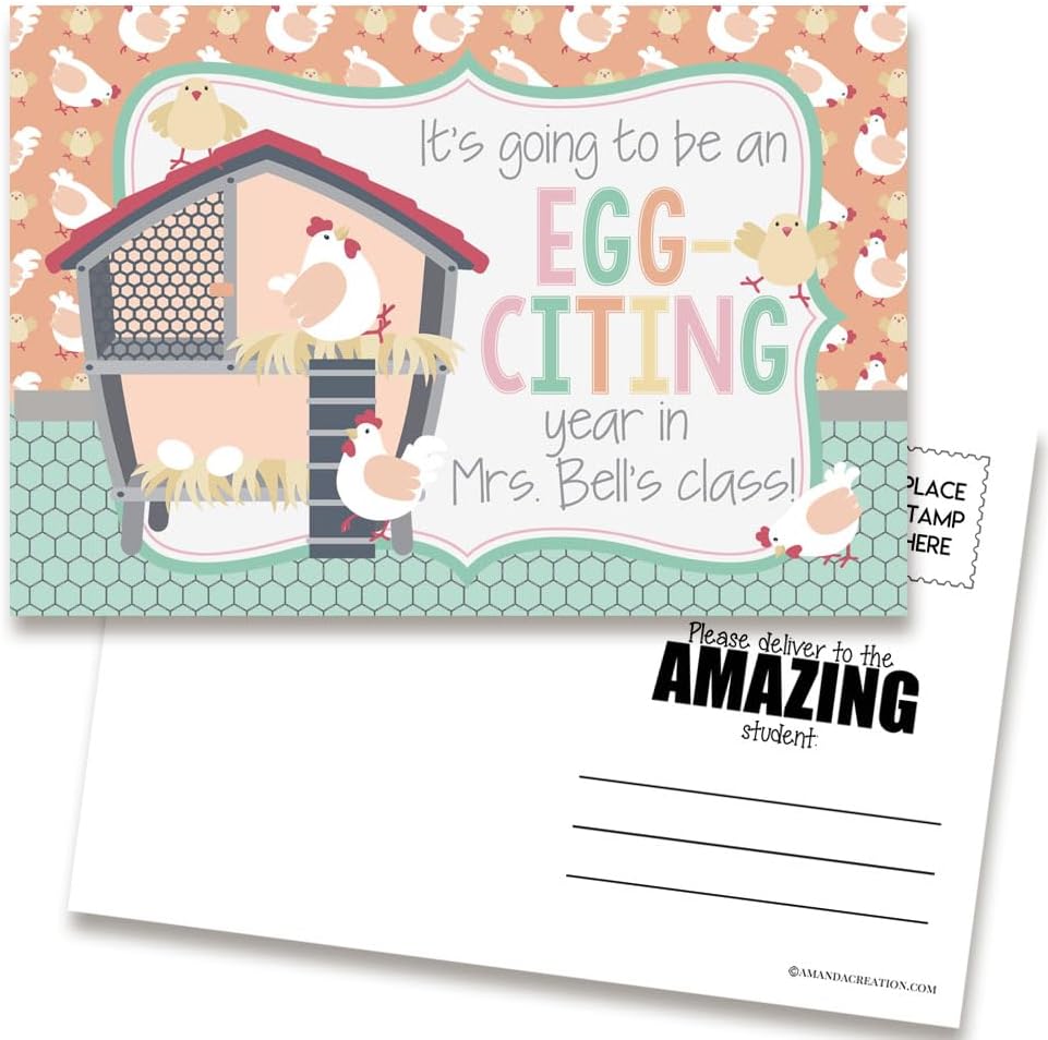 Egg-Citing Chicken Back To School Postcards For Teachers (Personalized ...