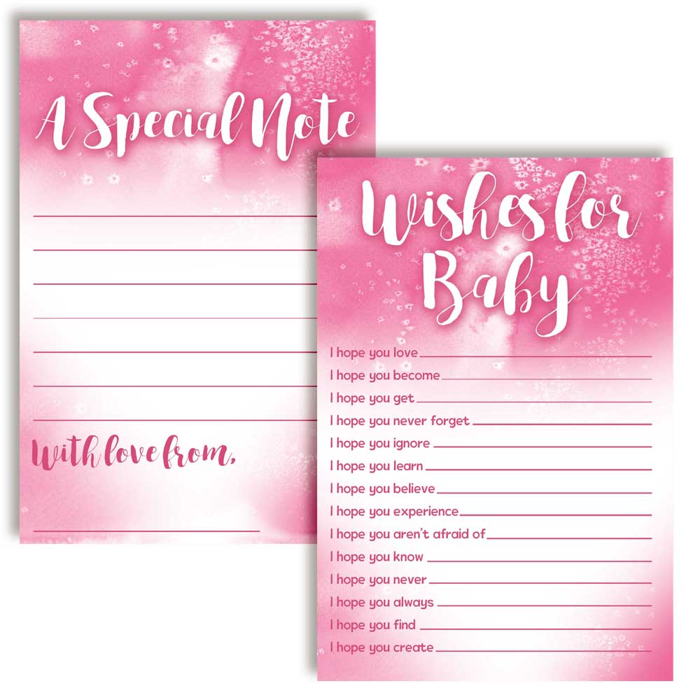 Pink Watercolor Wishes for Baby Keepsake Cards – Amanda Creation