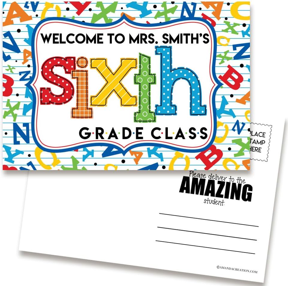 Welcome to Sixth Grade Alphabet Back To School Postcards For Teachers ...