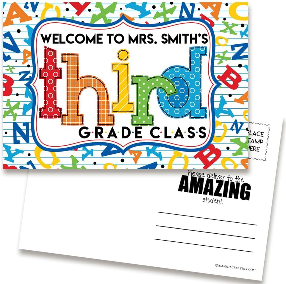 Welcome to Third Grade Alphabet Back To School Postcards For Teachers ...