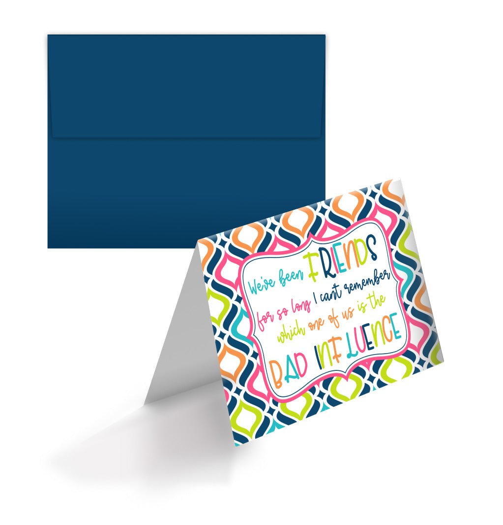 Bad Influence Friends Blank Folded Greeting Card – Amanda Creation