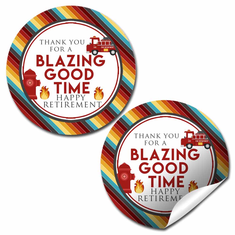 Fireman Retirement Party Thank You Sticker Labels – Amanda Creation