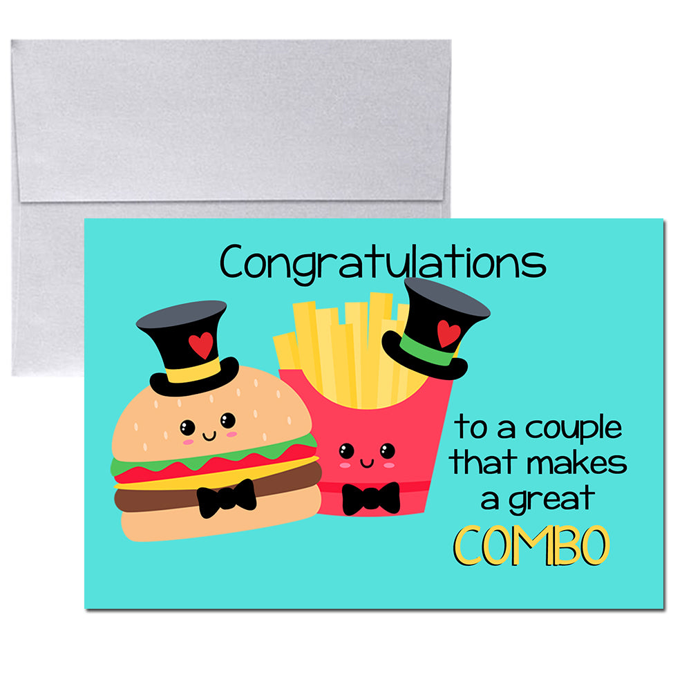 Great Combo Burger & Fries Folded Wedding Card for Groom and Groom ...