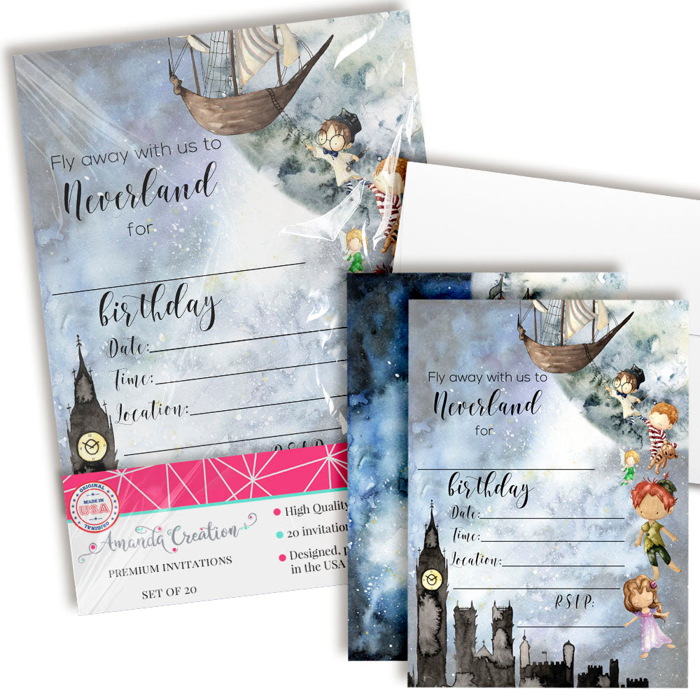 Neverland Lost Boys Birthday Party Invitations – Amanda Creation