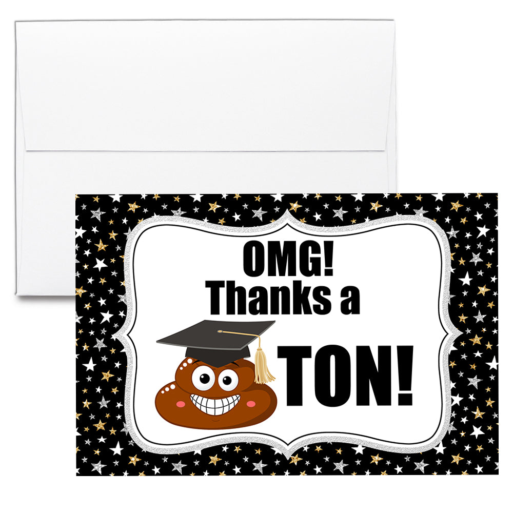 Funny Poop Emoticon Graduation Thank You Cards – Amanda Creation