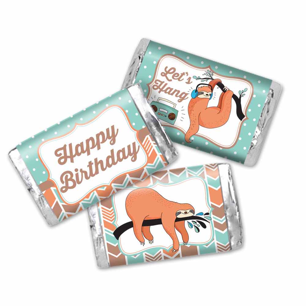 Silly Sloth Birthday Mini Candy Bar Wrappers – Amanda Creation