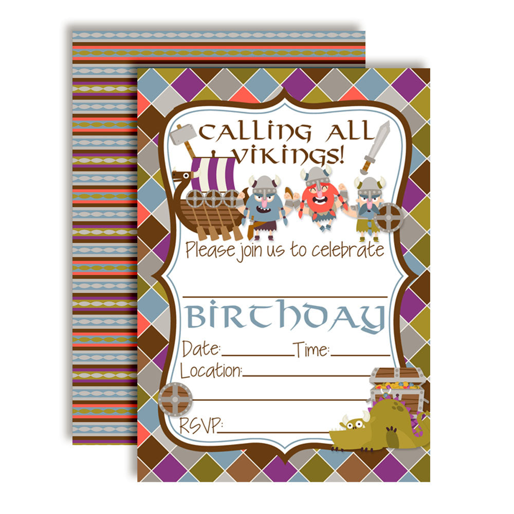Calling All Vikings Birthday Party Invitations – Amanda Creation