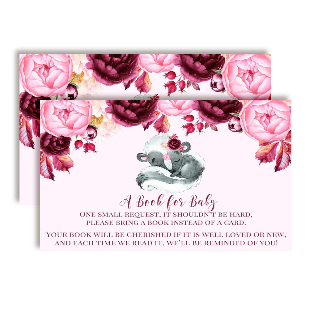 Little Stinker Watercolor Pink and Burgundy Floral Baby Skunk Bring a ...