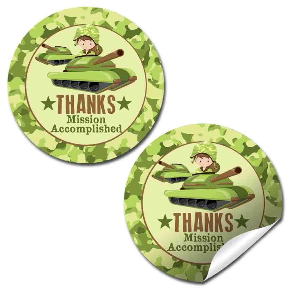 Mission Accomplished Army Tank Birthday Party Favor Stickers – Amanda ...