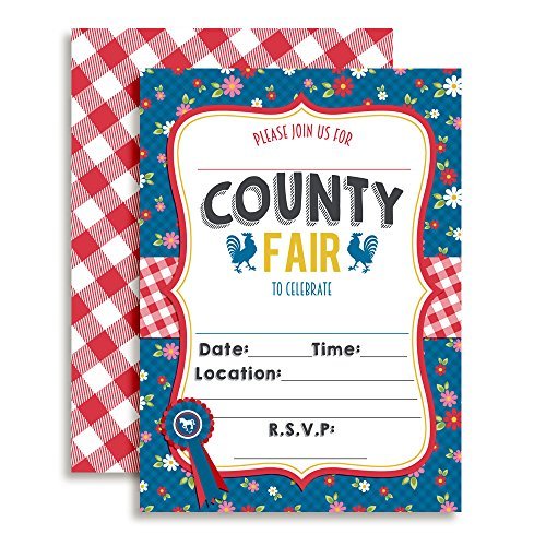 Rooster County Fair Birthday Party Invitations – Amanda Creation