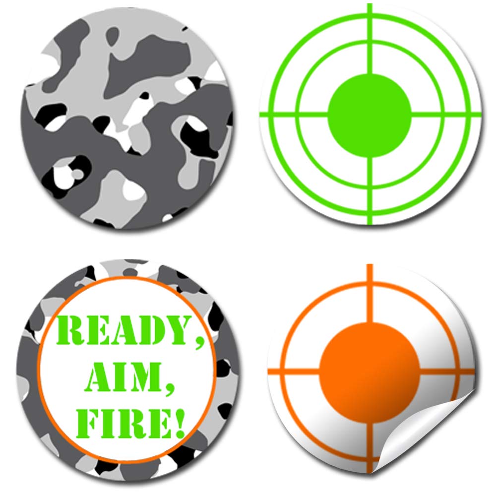 Camouflage Laser Tag Birthday Kiss Stickers – Amanda Creation