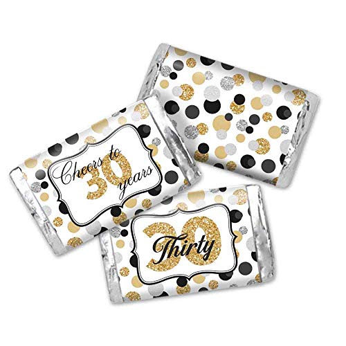 Cheers To 30 Confetti Polka Dot 30th Birthday Mini Candy Bar Wrappers ...