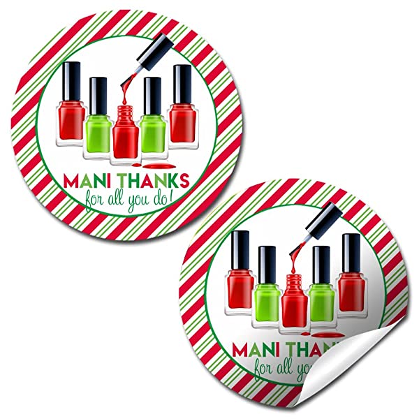 Christmas Holiday Mani Thanks Manicure Gift Tag Stickers – Amanda Creation