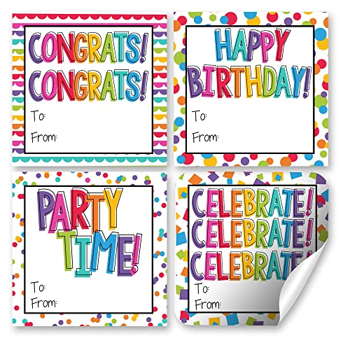 Colorful Celebration Birthday & Celebration Gift Tag Stickers – Amanda ...