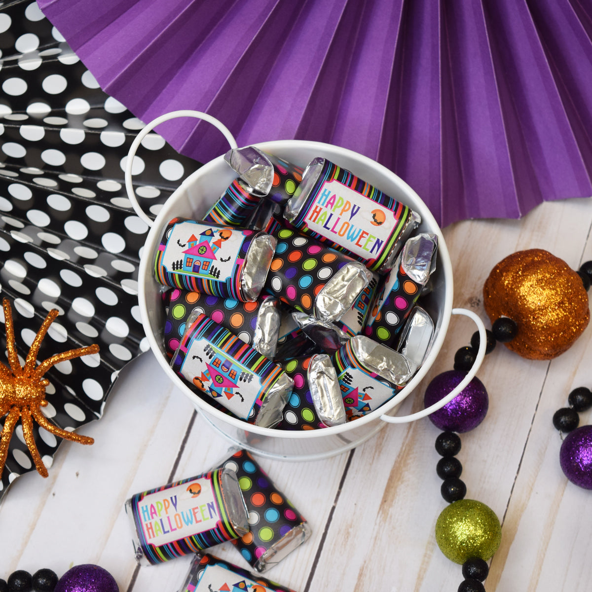 Colorful Haunted House Mini Candy Bar Wrappers – Amanda Creation