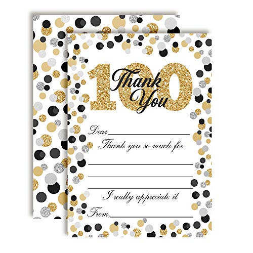 Confetti Polka Dot 100th Birthday Thank You Cards – Amanda Creation