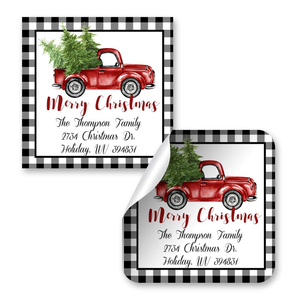 Custom Black Plaid Christmas Address Labels – Amanda Creation