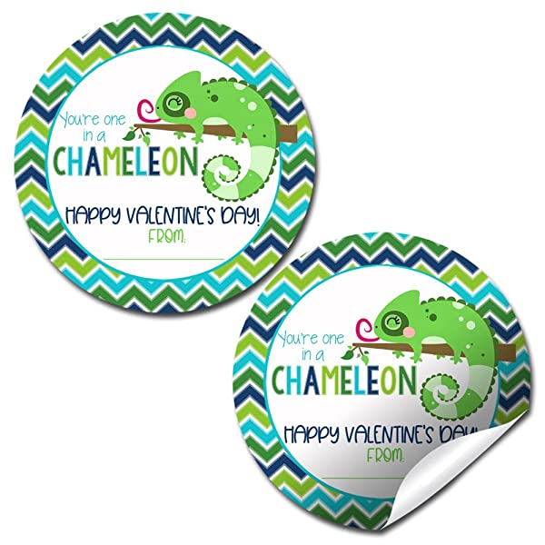 Chameleon Valentine's Day Party Favor Stickers – Amanda Creation