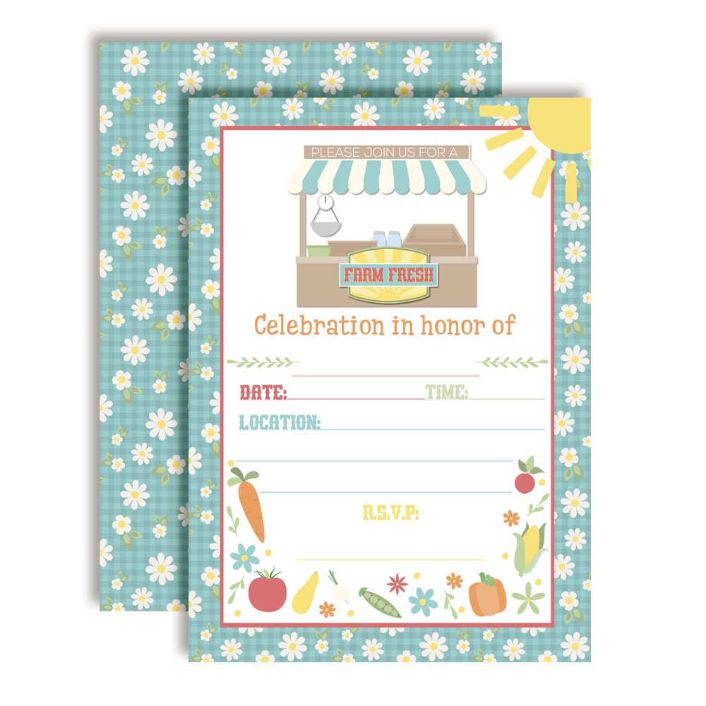 Farm Fresh Country Market Birthday Party Invitations – Amanda Creation
