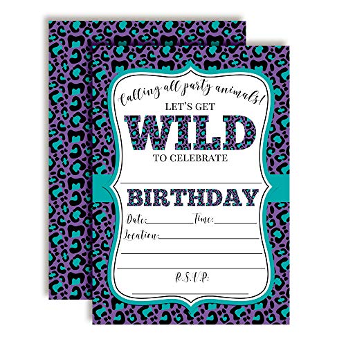 Get Wild Purple Leopard Print Birthday Party Invitations – Amanda Creation