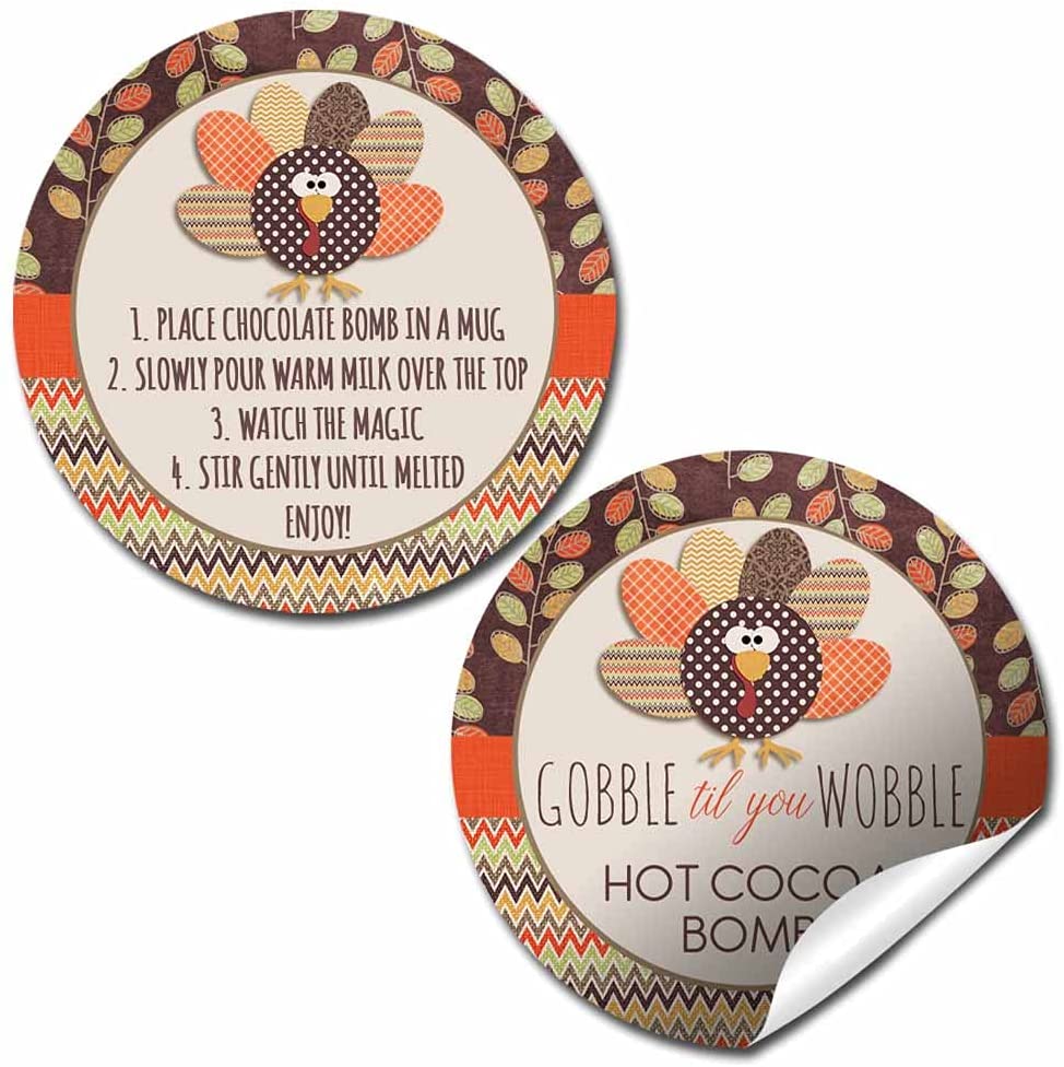 Gobble Til You Wobble Hot Cocoa Bomb Stickers – Amanda Creation