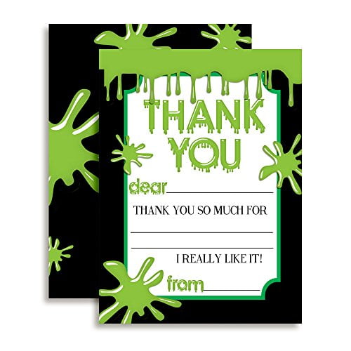Green Slime Birthday Thank You Cards – Amanda Creation