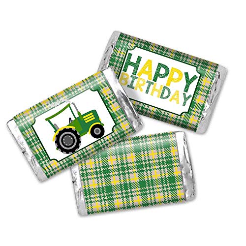 Green and Yellow Tractor Birthday Mini Candy Bar Wrappers – Amanda Creation