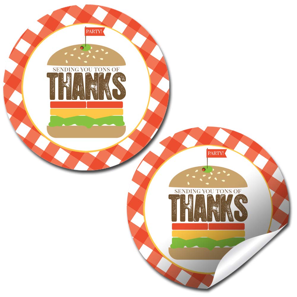 Hamburger Backyard BBQ Party Favor Stickers – Amanda Creation